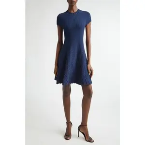 JASON WU Gradient Cable Fit & Flare Sweater Dress Navy