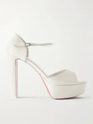 CHRISTIAN LOUBOUTIN Leather Platform Sandals - White