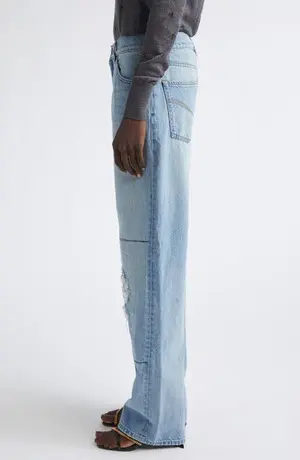 Stella McCartney Distressed Patched Straight Let Jeans
