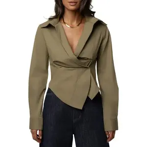 JLUXLABEL Sculpt And Form Asymmetrical Blouse - Olive