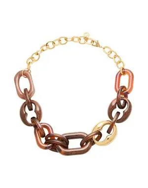 Luisa Spagnoli Resin And Brass Link Necklace - Brown