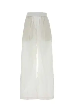 Brunello Cucinelli Cotton Blend Wide-leg Pants - White