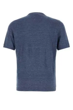 Brunello Cucinelli Linen Blend Crew Neck Sweater - Blue