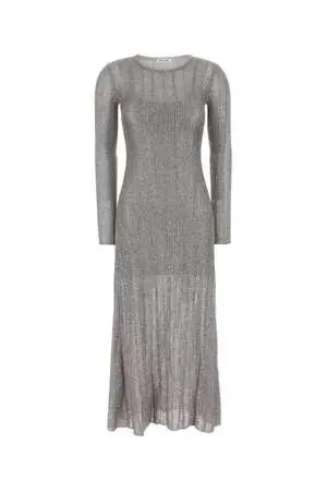 Alaïa Crochet Long Sleeve Dress - Silver
