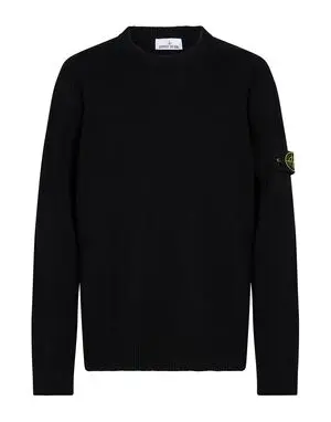 Stone Island Wool And Polyamide Crewneck Sweater - Black