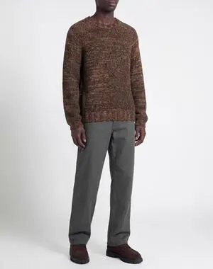 LANEUS Mélange Crewneck Sweater In Alpaca Wool And Organic Cotton Blend - Beige