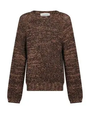 LANEUS Mélange Crewneck Sweater In Alpaca Wool Blend - Camel