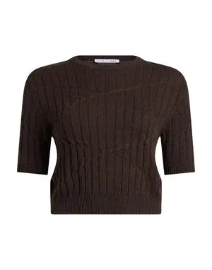 CARACTÈRE Cable Knit Short Sleeve Sweater - Brown