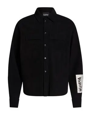 DISCLAIMER Man Shirt Camel Size S Polyester Black
