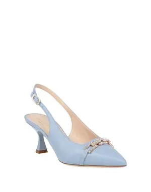 BALDININI Slingback Pumps In Leather With Crystal Embellishments - Blue