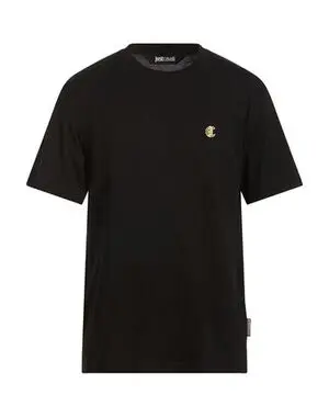 Just Cavalli Man T-shirt Khaki Size M Cotton Black