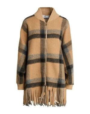 SHIRTAPORTER Coat With Fringe And Checked Pattern - Camel