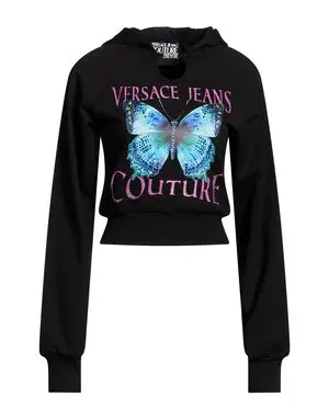 Versace Cotton French Terry Sweatshirt With Butterfly Print And Crystals