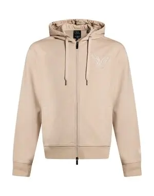 Armani Exchange Embroidered Zip-up Hoodie - Beige