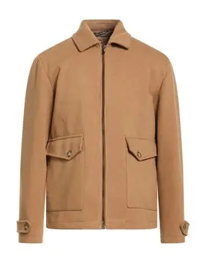 EXTE Jacket In Dark Polyester, Viscose, And Wool - Camel