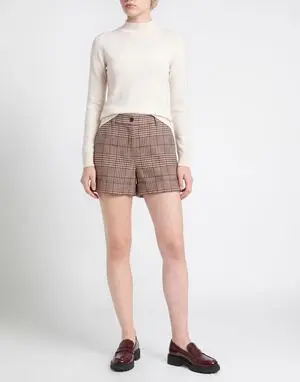 P.a.r.o.s.h High-waisted Plaid Wool Blend Shorts - Beige