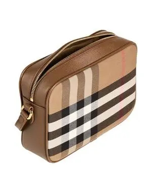 Burberry Camera Bag In Textile Fibers And Leather - Brown