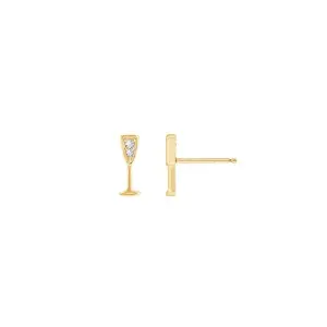 DIAMONBLISS Marilyn Monroe Cocktail Glass Stud Earrings - Gold