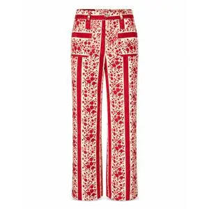 MIND TRAVELER Valeria Floral Print Straight Leg Trousers - Red