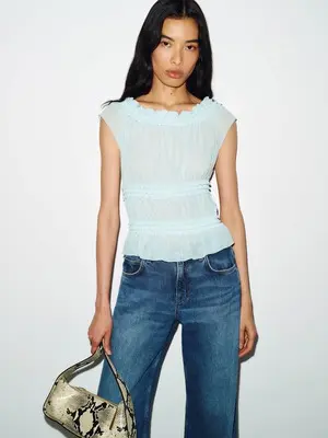 REFORMATION Laken Knit Top Light - Blue