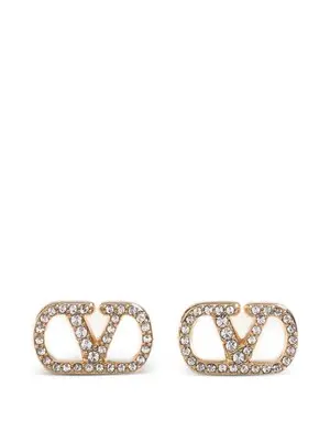 Valentino Garavani Vlogo Signature Crystal Stud Earrings - Gold