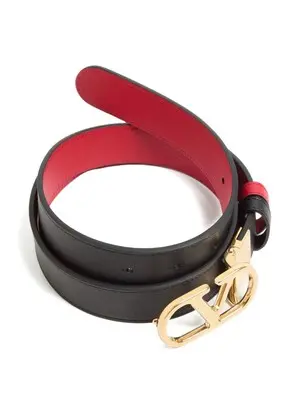 Valentino Garavani Vlogo Signature Leather Belt - Black
