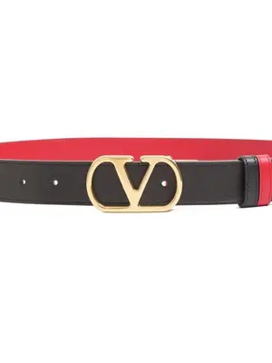 Valentino Garavani Vlogo Signature Leather Belt - Black