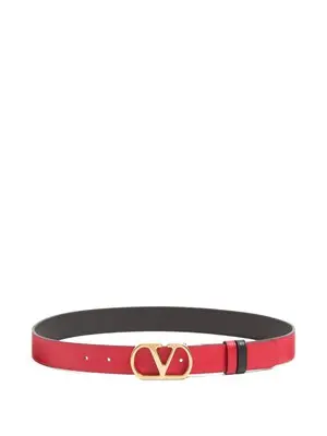Valentino Garavani Vlogo Signature Leather Belt - Black