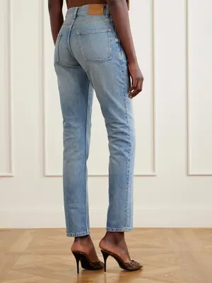 Saint Laurent High-rise Straight-leg Selvedge Denim Jeans - Blue