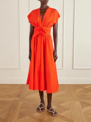 Alaïa Knotted Linen-blend Midi Dress - Red