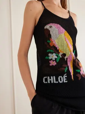 Chloé Embroidered Crocheted Cotton Mini Dress