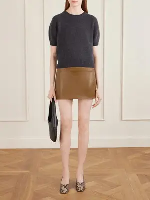 Khaite Jett Nappa Leather Mini Skirt