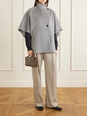 Max Mara Leather-trimmed Cashmere Cape