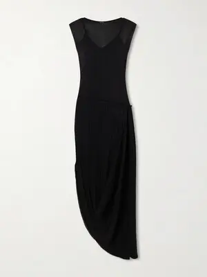 Balmain Draped Mesh-jersey Midi Dress