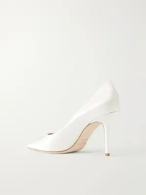 JIMMY CHOO Love Satin Pointed Toe Pumps - White