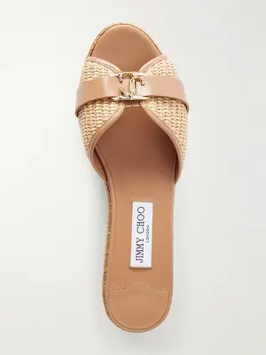 JIMMY CHOO Leda Raffia And Leather Platform Espadrilles