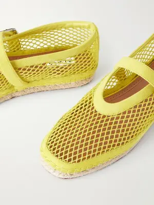 Alaïa Suede-trimmed Mesh Espadrilles - Yellow
