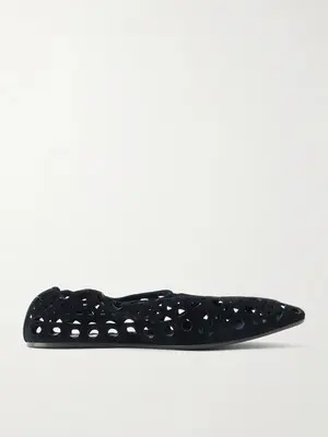 Alaïa Vienne Perforated Suede Ballet Flats - Black