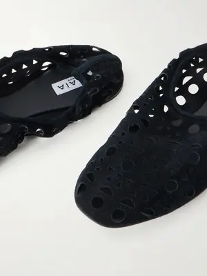 Alaïa Vienne Perforated Suede Ballet Flats - Black