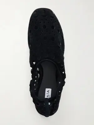 Alaïa Vienne Perforated Suede Ballet Flats - Black