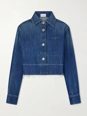 Givenchy Cropped Raw Edge Denim Jacket