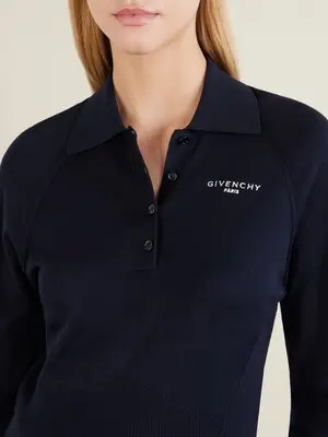 Givenchy Logo-embroidered Cotton And Silk-blend Cropped Polo Sweater