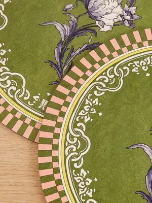 La DoubleJ Set Of Two Painted Wood Placemats - Green
