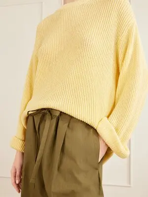 Another Tomorrow Cotton And Linen-blend Sweater