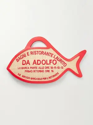 Staud Da Adolfo Cleo Fish Raffia And Leather Handbag - Red