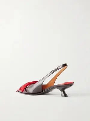 Marni Kat Lace-up Leather Slingback Pumps - Brown