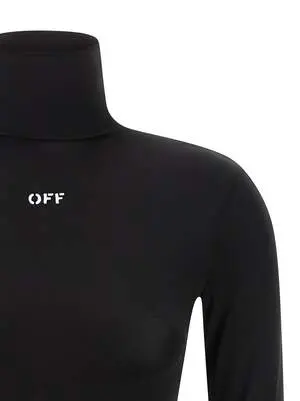 Off-White Off Stamp" High Neck Long Sleeve Sweater - Black
