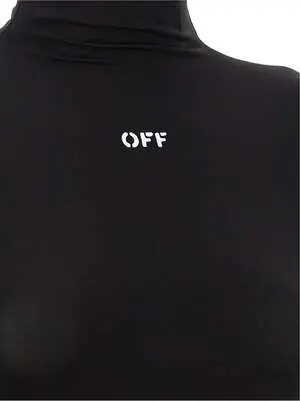 Off-White Off Stamp" High Neck Long Sleeve Sweater - Black