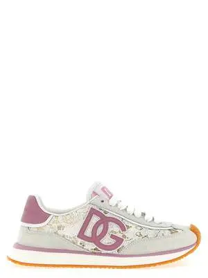 Dolce & Gabbana Dg Cushion' Lace And Suede Sneakers - Pink