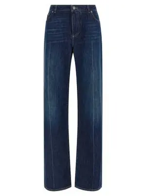 Dolce & Gabbana Stretched Pleated Trompe L'oeil Jeans - Blue